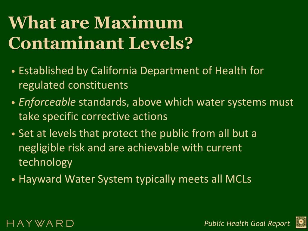 PPT - Hayward Water System Public Health Goal Report PowerPoint ...