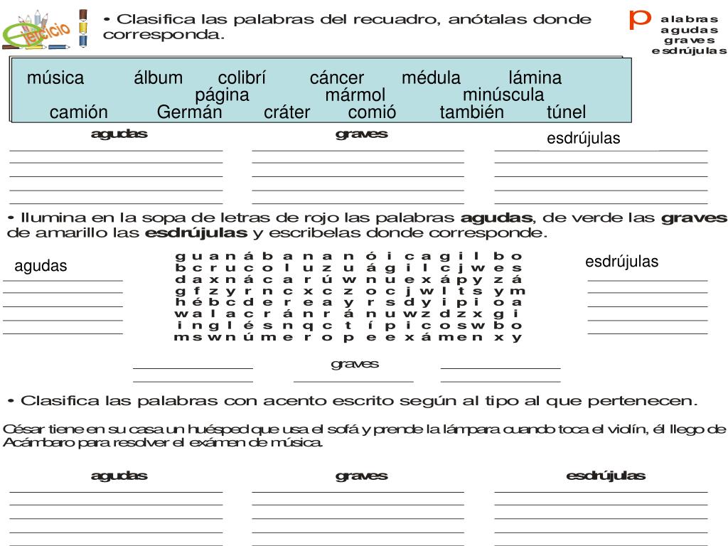PPT - Palabras agudas, graves y esdrújulas 17 PowerPoint Presentation ...