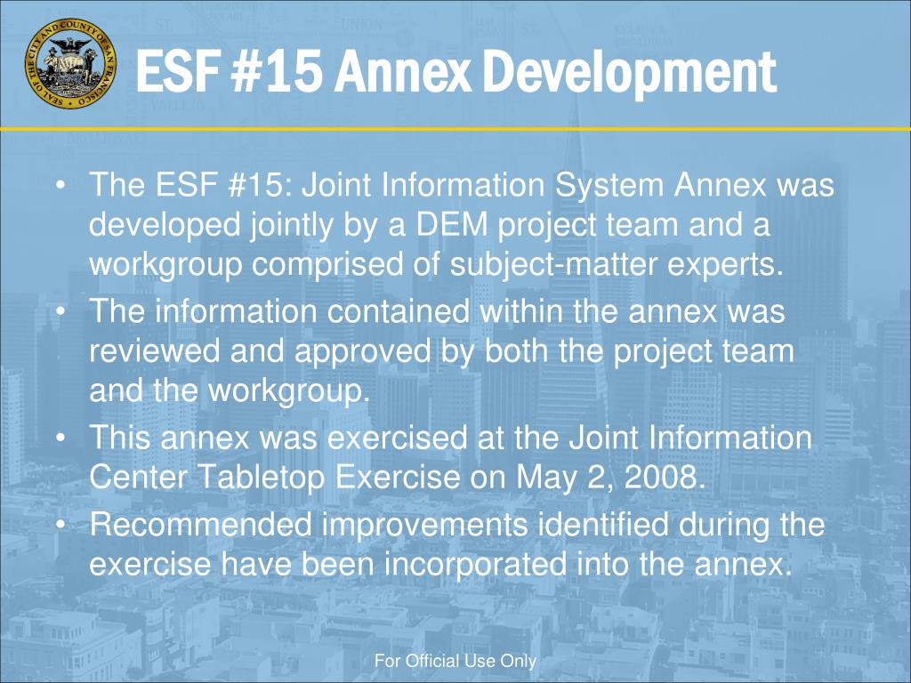 PPT - City and County of San Francisco ESF #15 Annex: Joint Information ...