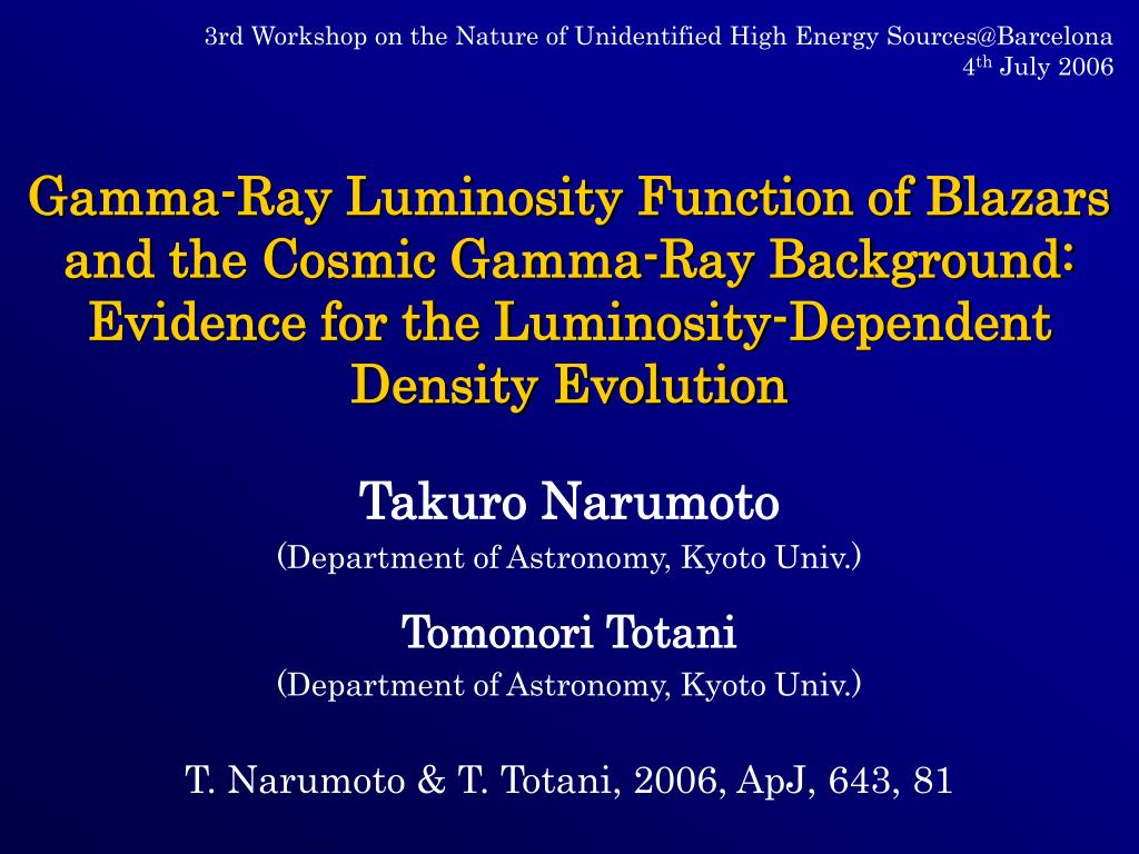 PPT - Takuro Narumoto (Department of Astronomy, Kyoto Univ.) Tomonori ...