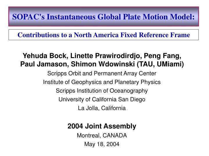 PPT - SOPAC's Instantaneous Global Plate Motion Model: PowerPoint ...