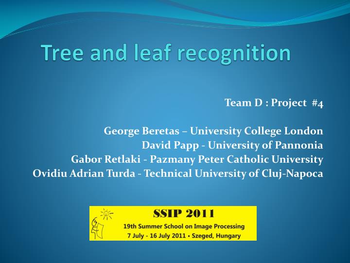 PPT - Tree and leaf recognition PowerPoint Presentation, free download ...