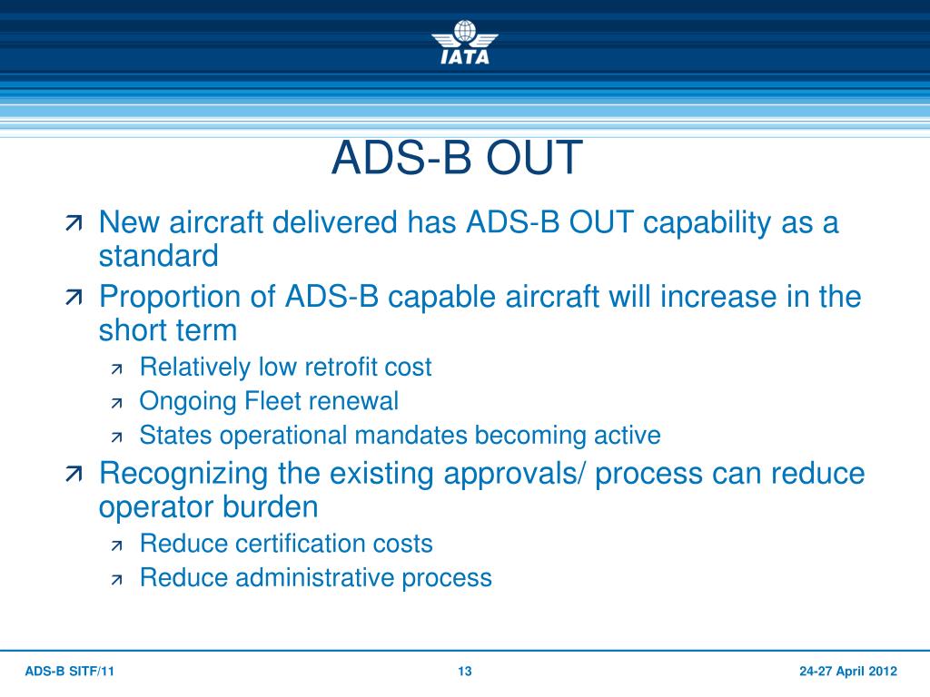 PPT - ADS-B OUT - IATA VIEW ADS-B SITF/11 – Jeju, Korea 24 – 27 April ...