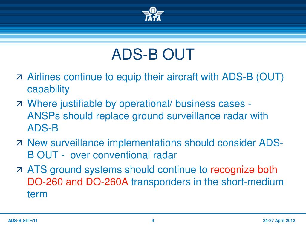 PPT - ADS-B OUT - IATA VIEW ADS-B SITF/11 – Jeju, Korea 24 – 27 April ...