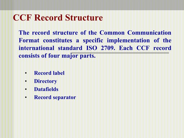 PPT - COMMON COMMUNICATION FORMAT (CCF) PowerPoint Presentation - ID ...