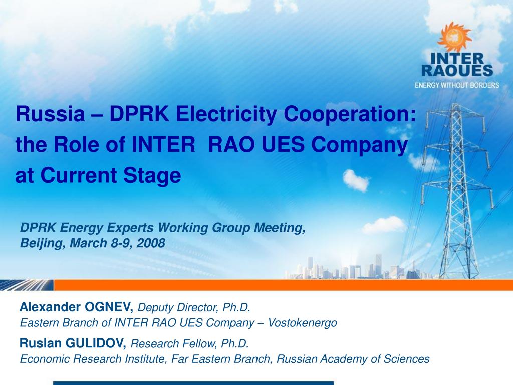 PPT - Russia – DPRK Electricity Cooperation: the Role of INTER RAO UES ...
