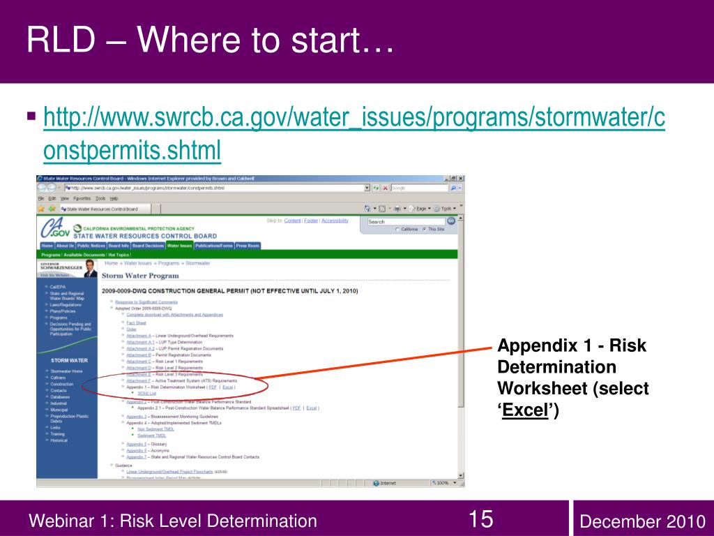 PPT - Risk Level Determination (RLD) for the Construction General ...