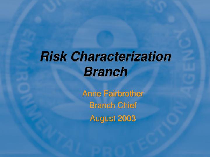 PPT - Risk Characterization Branch PowerPoint Presentation, free ...