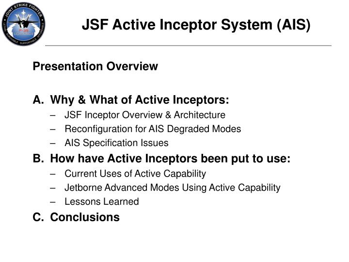 PPT - ACTIVE STICK & THROTTLE FOR F-35 Joseph Krumenacker NAVAIR Flight ...