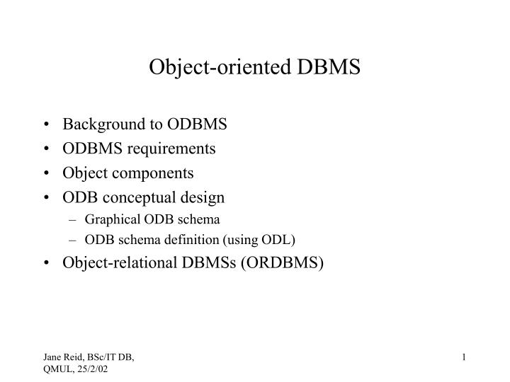 Ppt Object Oriented Dbms Powerpoint Presentation Free Download Id 7976