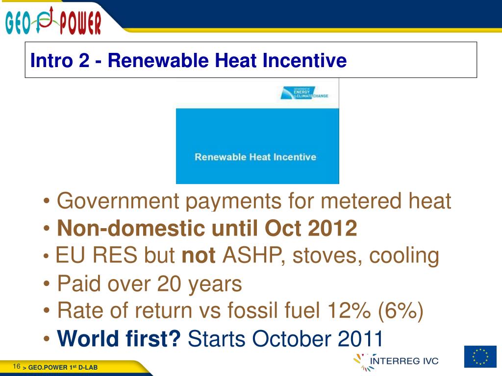 PPT - The UK Renewable Heat Incentive and Renewable Heat Premium ...
