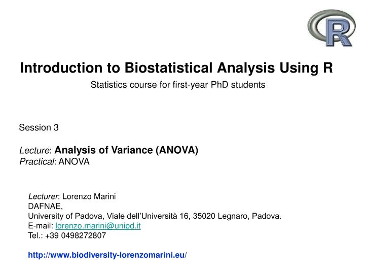 PPT - Introduction to Biostatistical Analysis Using R Statistics course ...