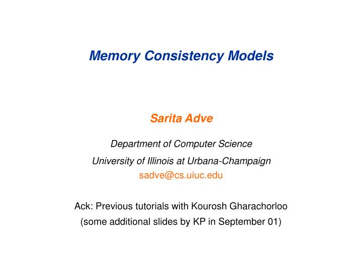 PPT - Memory Consistency Models PowerPoint Presentation, free download ...