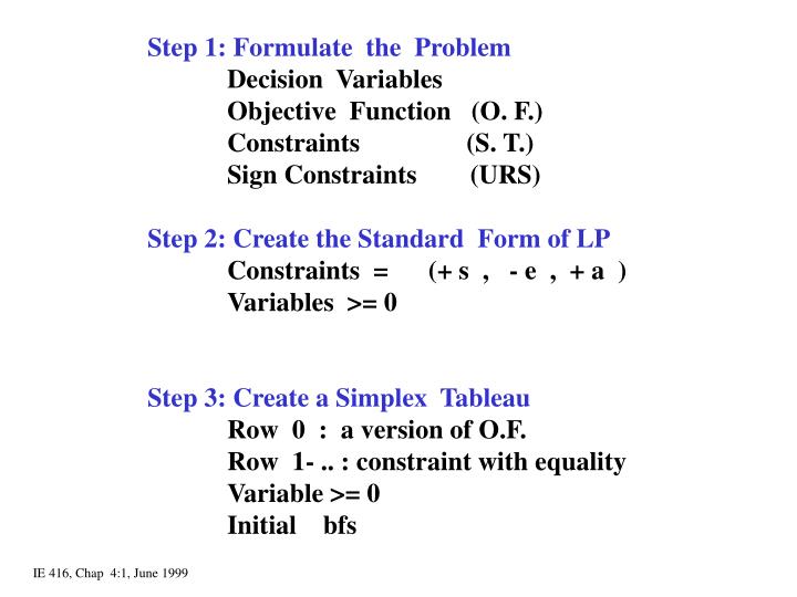 Ppt Step 1 Formulate The Problem Decision Variables Objective