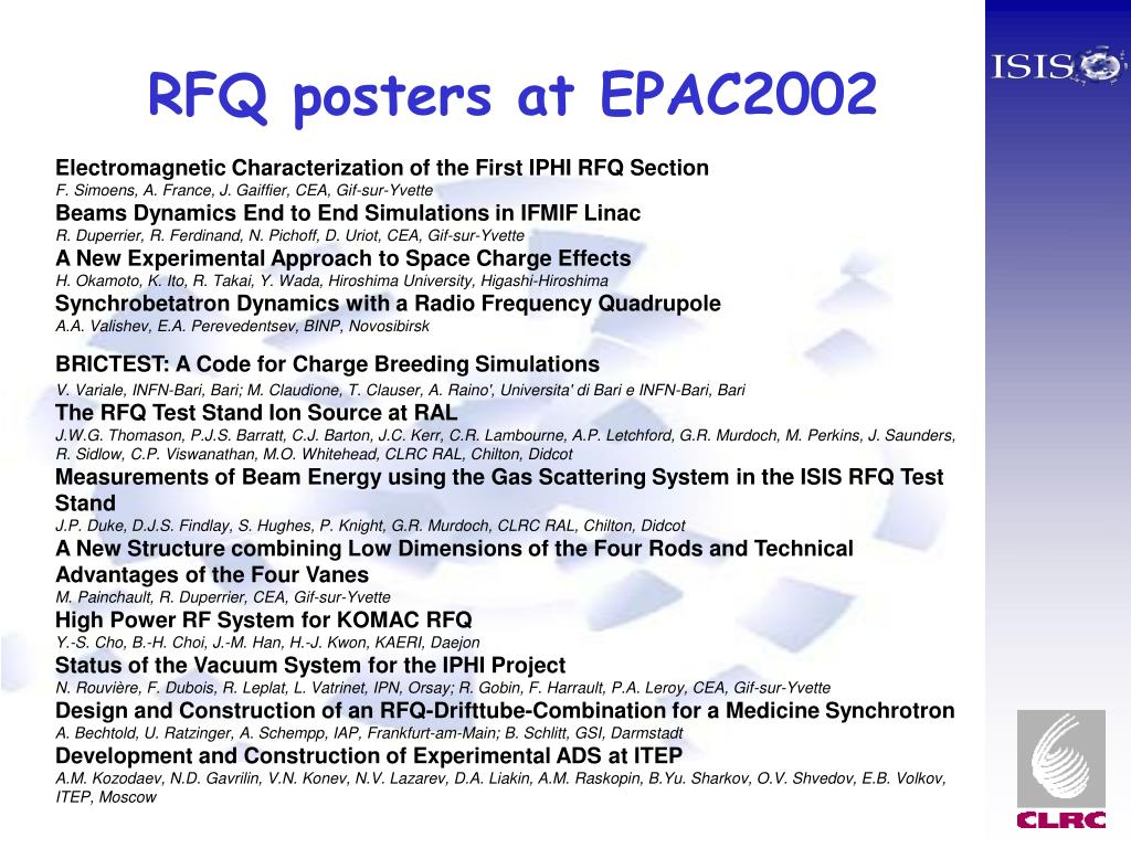 PPT - RFQ Posters at EPAC2002, Paris PowerPoint Presentation, free ...