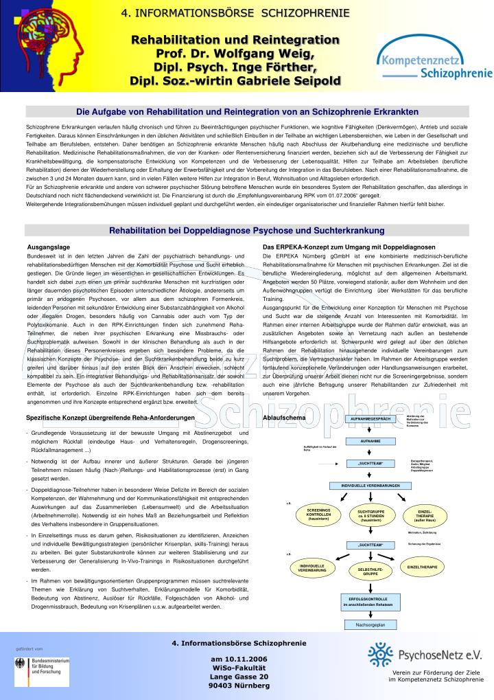PPT - 4. INFORMATIONSBÖRSE SCHIZOPHRENIE Rehabilitation und ...
