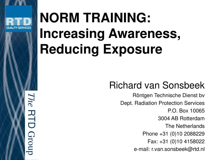 PPT - NORM TRAINING: Increasing Awareness, Reducing Exposure PowerPoint ...