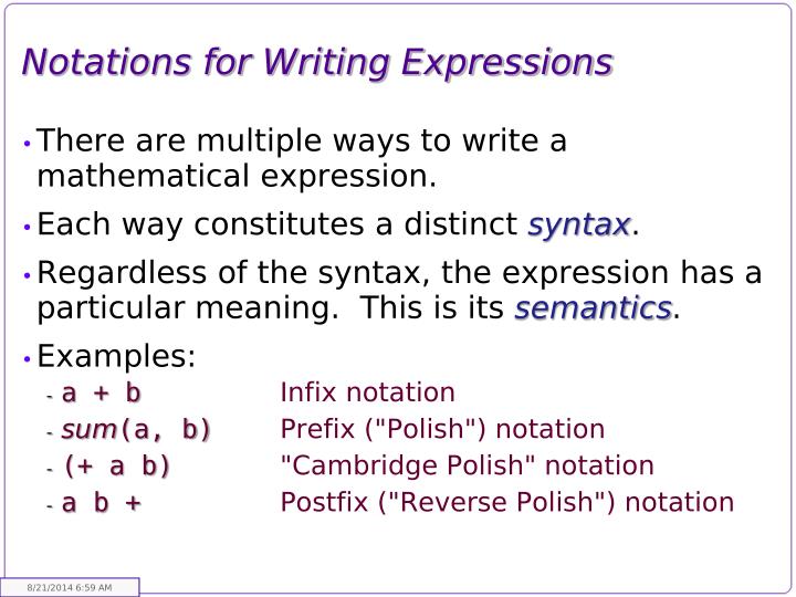 PPT - Notations for Writing Expressions PowerPoint Presentation, free ...