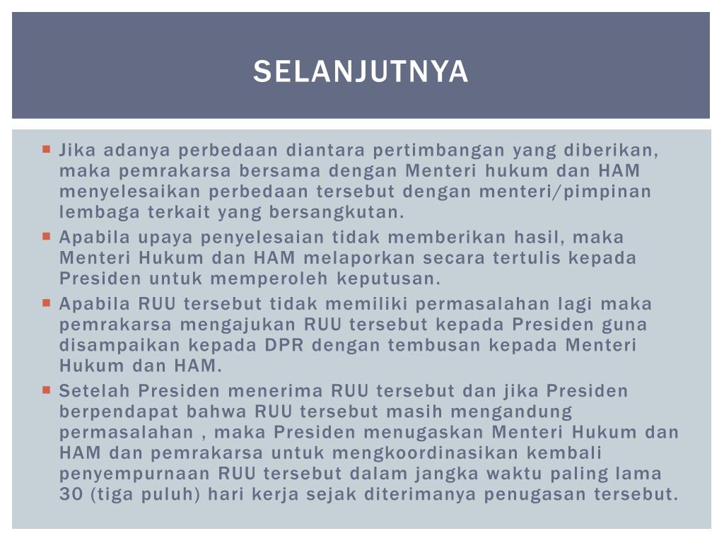 PPT - PROSES PEMBENTUKAN UU YANG BERASAL DARI RUU USULAN PRESIDEN ...