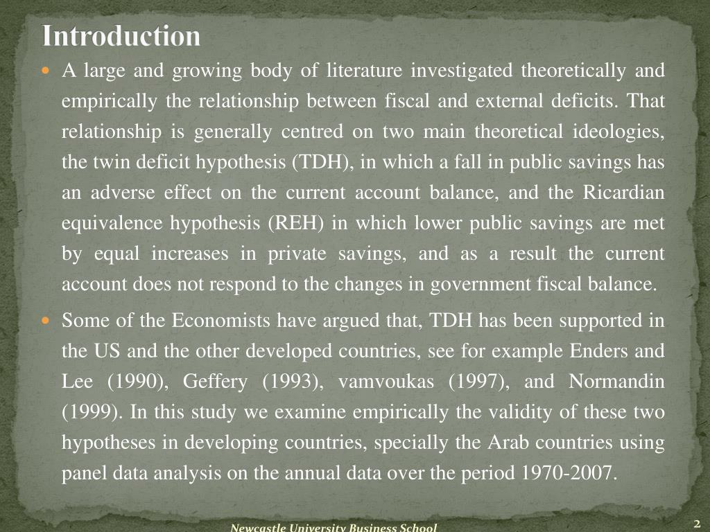PPT - Twin Deficits: New evidence from Arab world PowerPoint ...