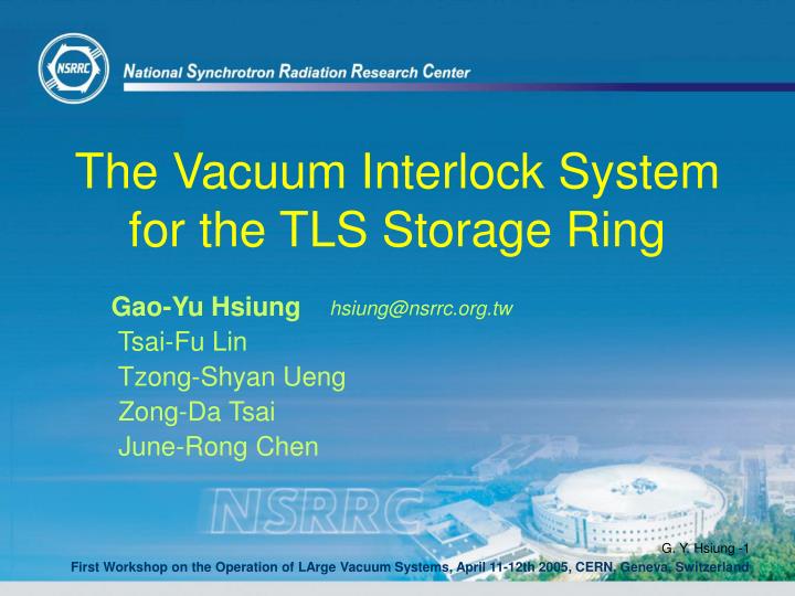 PPT - The Vacuum Interlock System for the TLS Storage Ring PowerPoint ...
