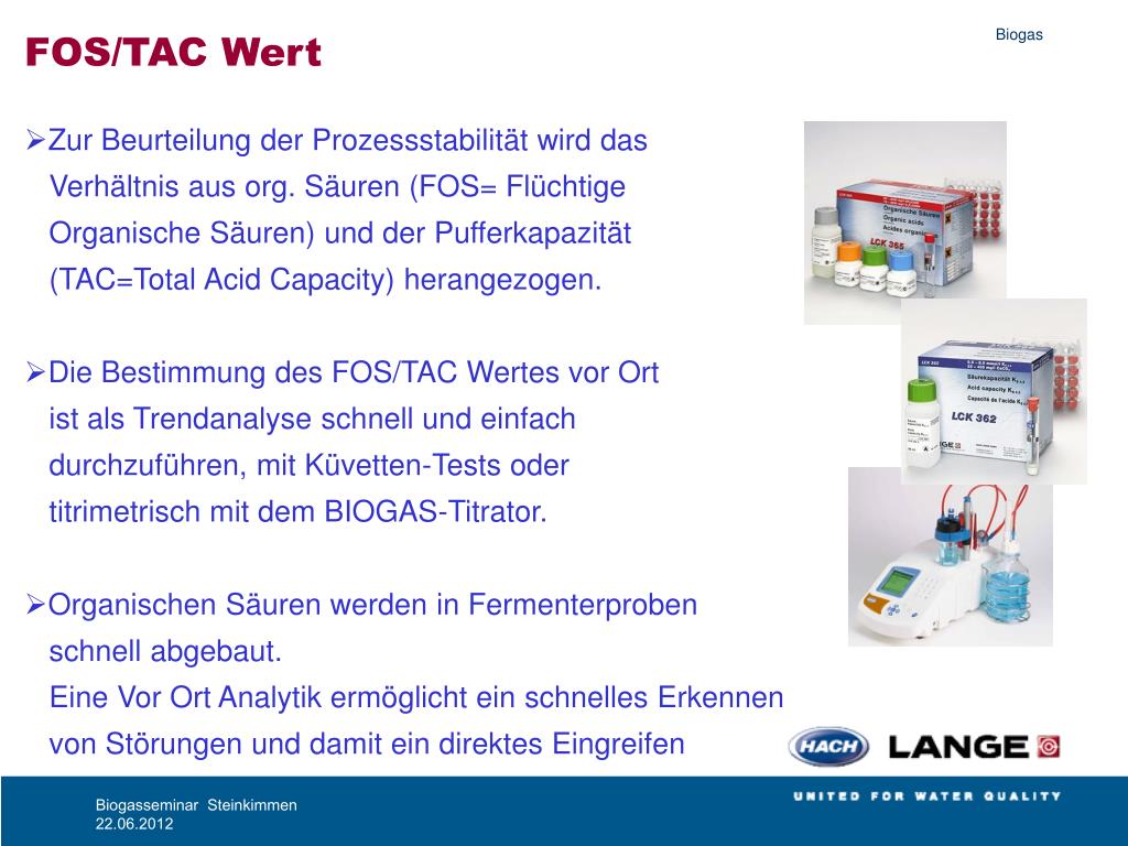 PPT - Biogas Im Substrat einfach schnell und sicher FOS/TAC, Ammonium ...