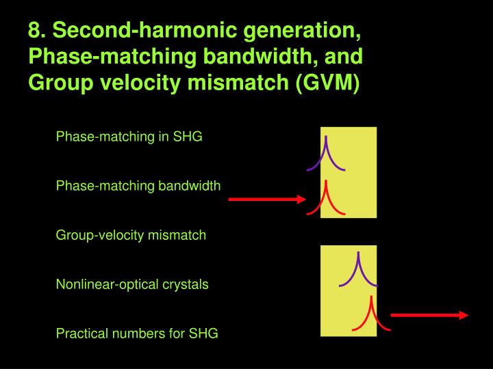 PPT - 8. Second-harmonic generation, Phase-matching bandwidth, and Group velocity mismatch (GVM ...
