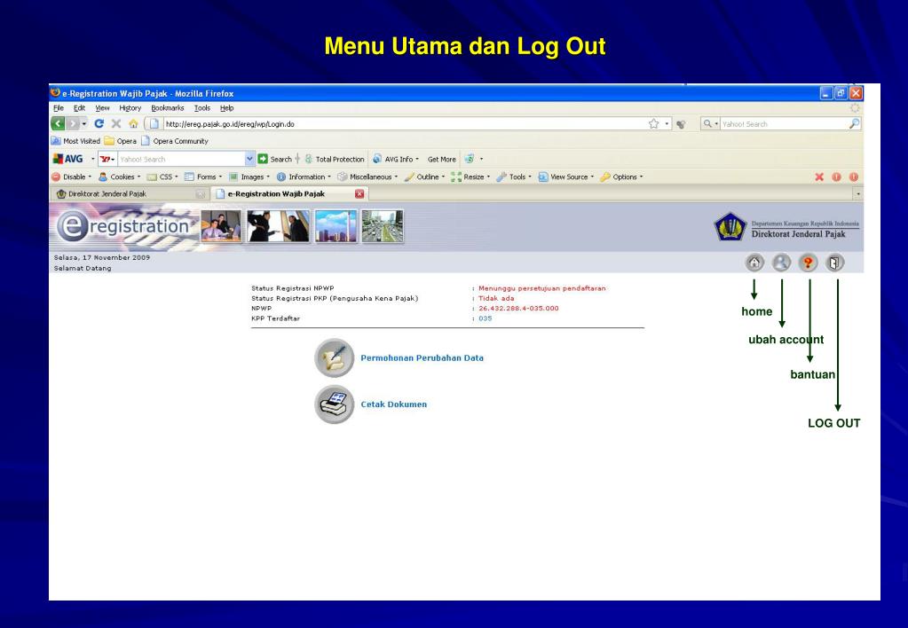 PPT - TATA CARA PENDAFTARAN NPWP DENGAN SISTEM e-REGISTRATION ...
