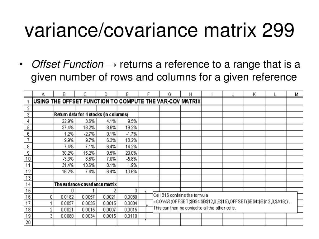 PPT - Calculating the Variance –Covariance matrix PowerPoint ... PPT - Calculating the Variance –Covariance matrix PowerPoint ...