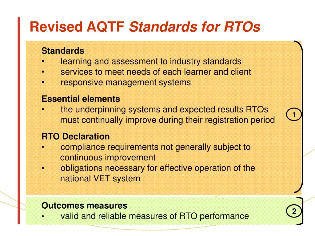 PPT - Revised AQTF Standards for Registered Training Organisations ...