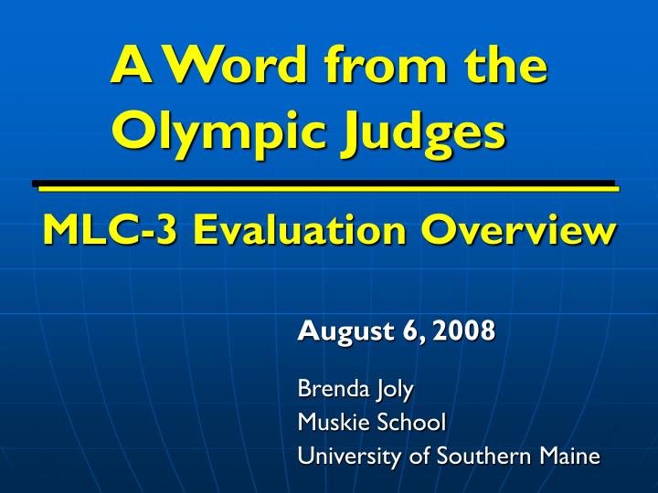 PPT - A Word from the Olympic Judges PowerPoint Presentation, free ...
