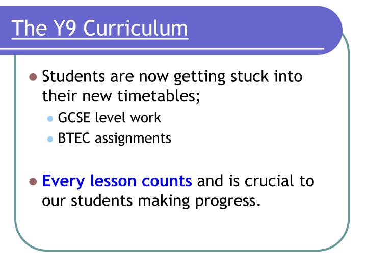 PPT - The Y9 Curriculum PowerPoint Presentation, free download - ID:3373313