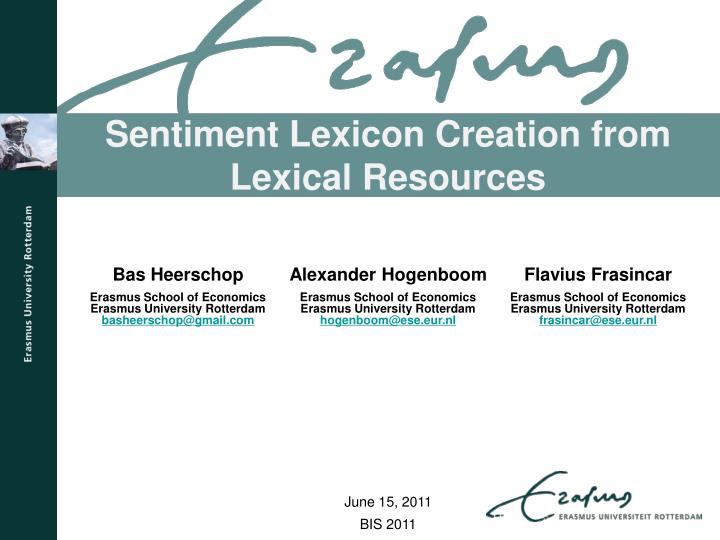 PPT - Sentiment Lexicon Creation from Lexical Resources PowerPoint ...