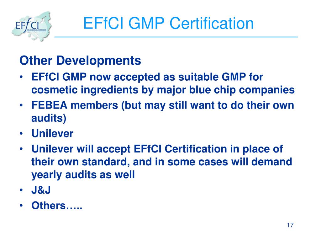 PPT - EFfCI GMP Certification Review and Update Brussels September 19 ...