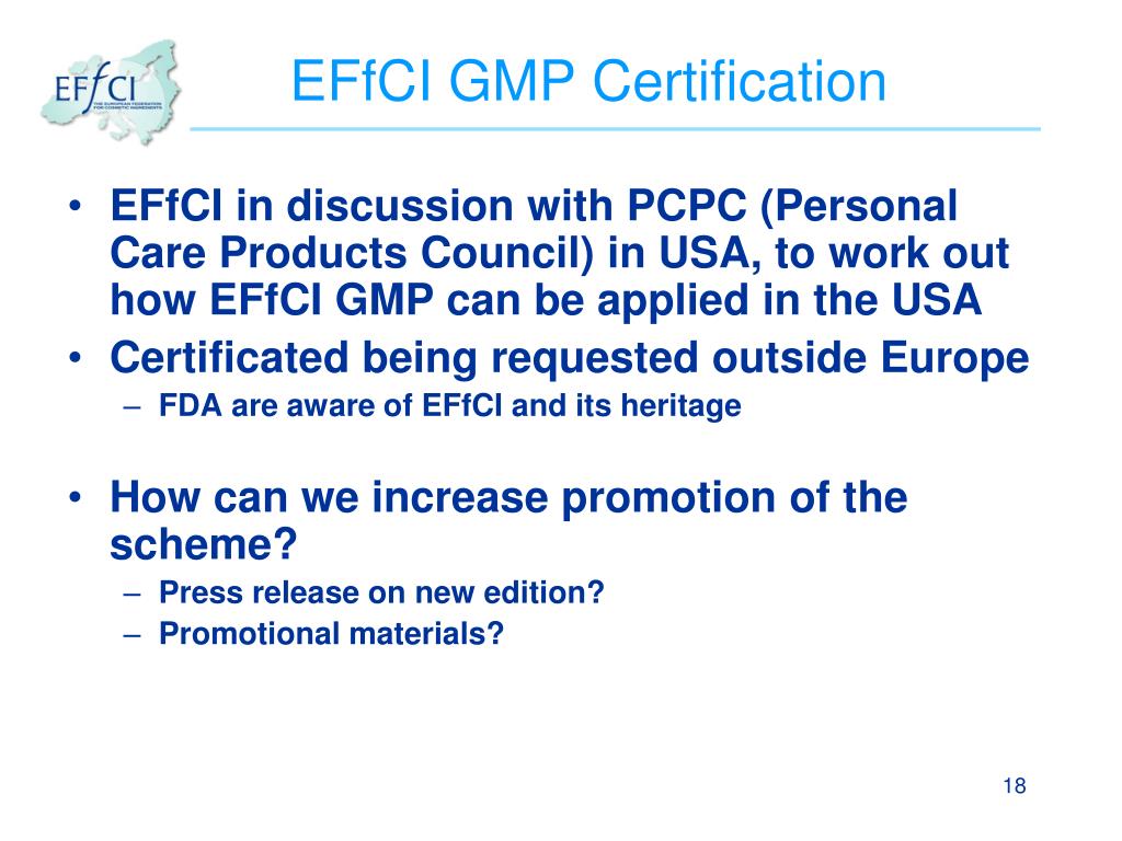 PPT - EFfCI GMP Certification Review and Update Brussels September 19 ...