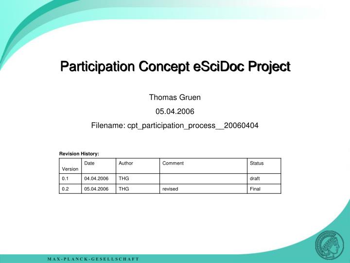 PPT - Participation Concept eSciDoc Project PowerPoint Presentation ...