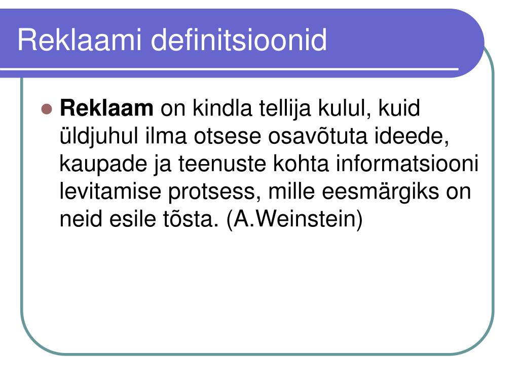 PPT - Reklaam ja reklaamikommunikatsioon PowerPoint Presentation, free ...
