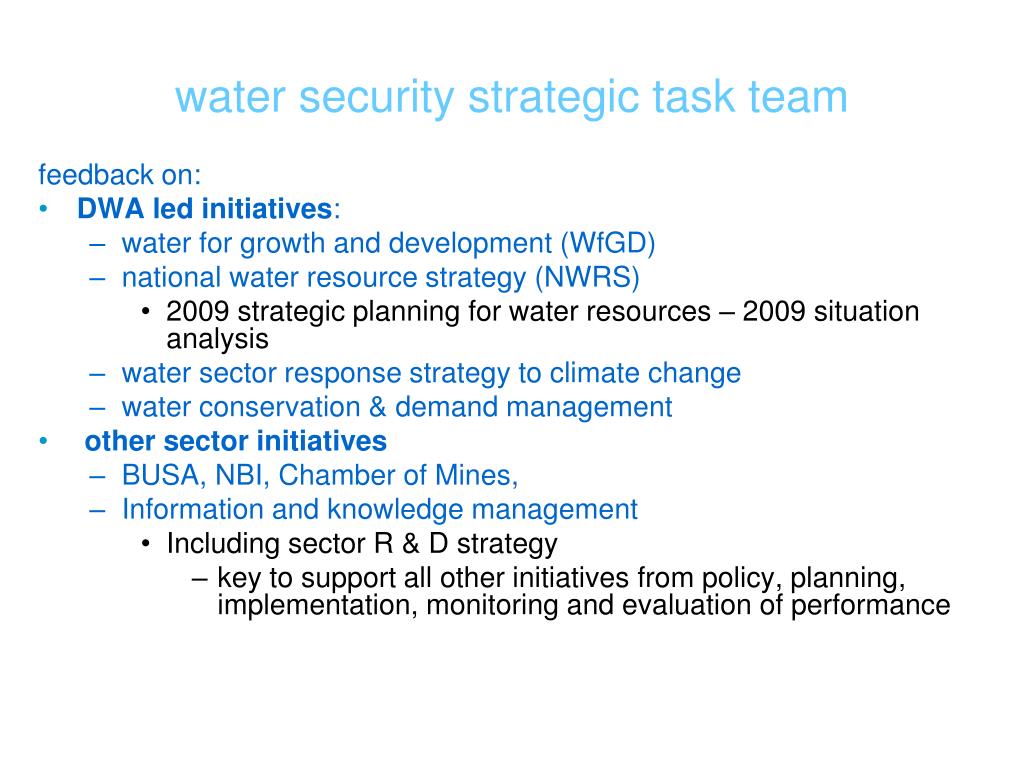 PPT - Progress Report on Water Security Strategic Task Team Initiatives ...