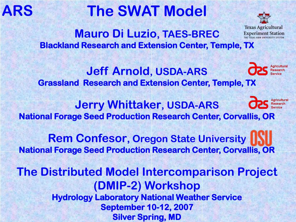 PPT - The SWAT Model Mauro Di Luzio , TAES-BREC Blackland Research and ...