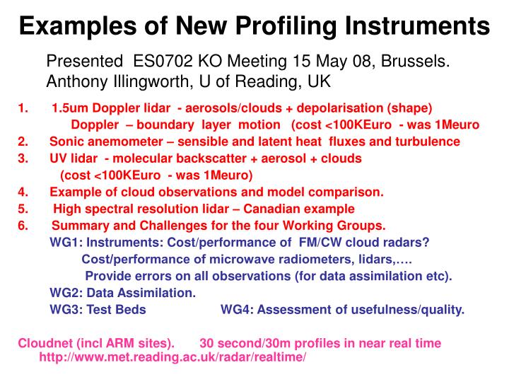 PPT - Examples of New Profiling Instruments PowerPoint Presentation ...