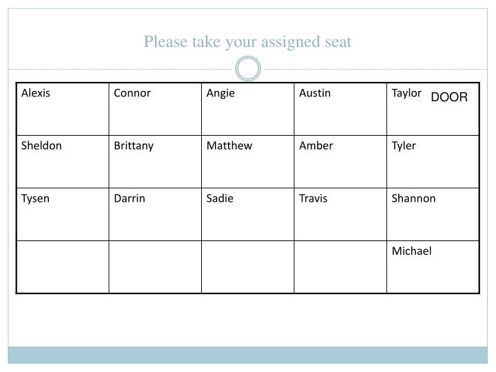 PPT - Please take your assigned seat PowerPoint Presentation, free ...