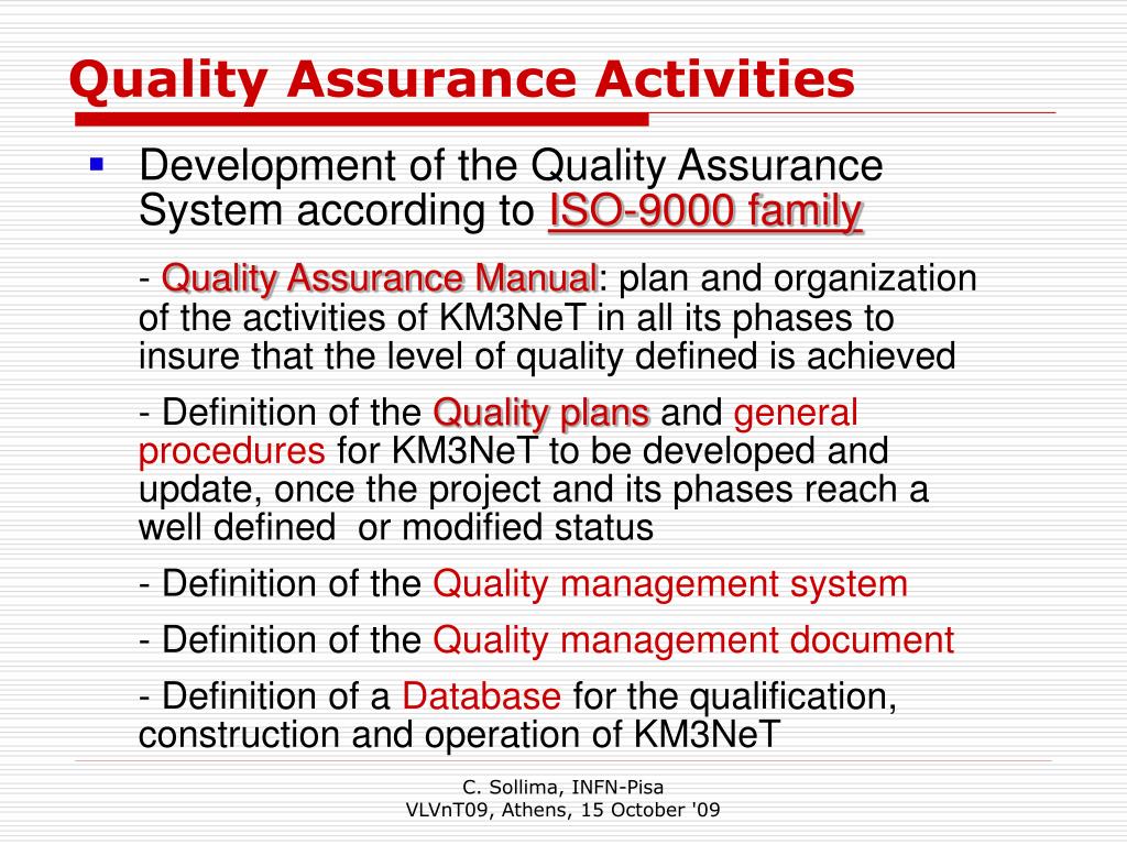 PPT - “ Quality Assurance and Risk Assessment in the KM3NeT Neutrino ...