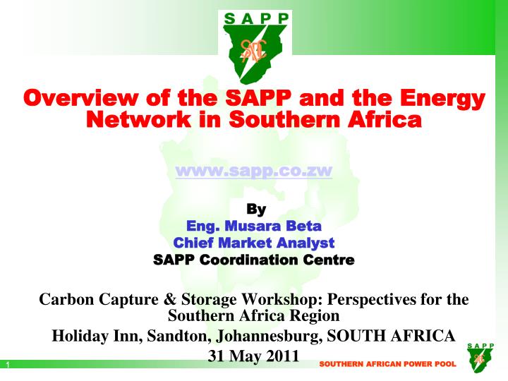 PPT - Overview of the SAPP and the Energy Network in Southern Africa ...