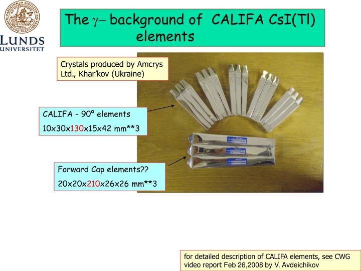 PPT - The g- background of C ALIFA CsI(Tl) elements PowerPoint ...