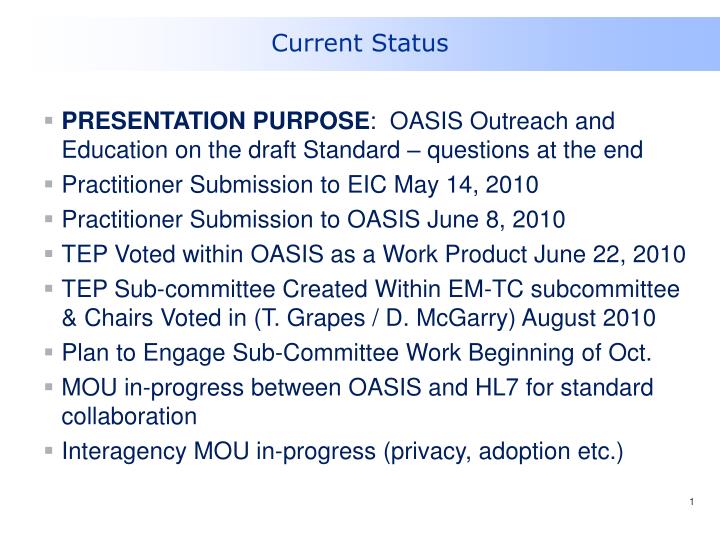 PPT - Current Status PowerPoint Presentation, free download - ID:3380244