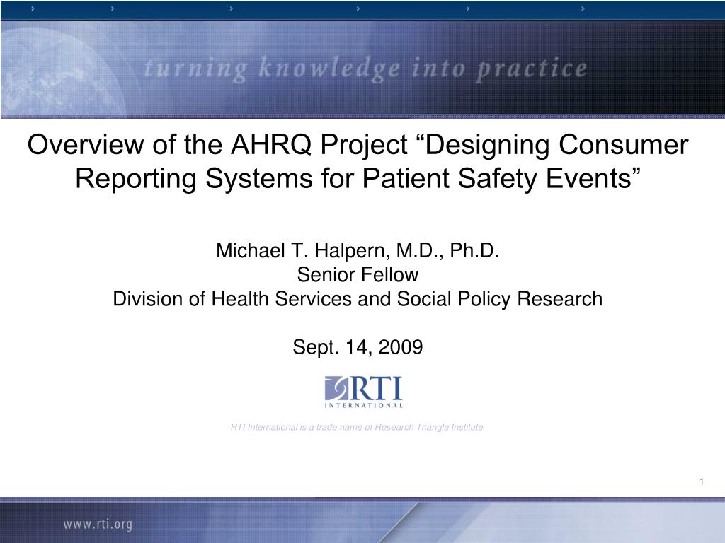 PPT - RTI International is a trade name of Research Triangle Institute ...