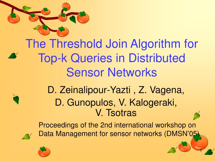 Ppt The Threshold Join Algorithm For Top K Queries In Distributed Sensor Networks Powerpoint