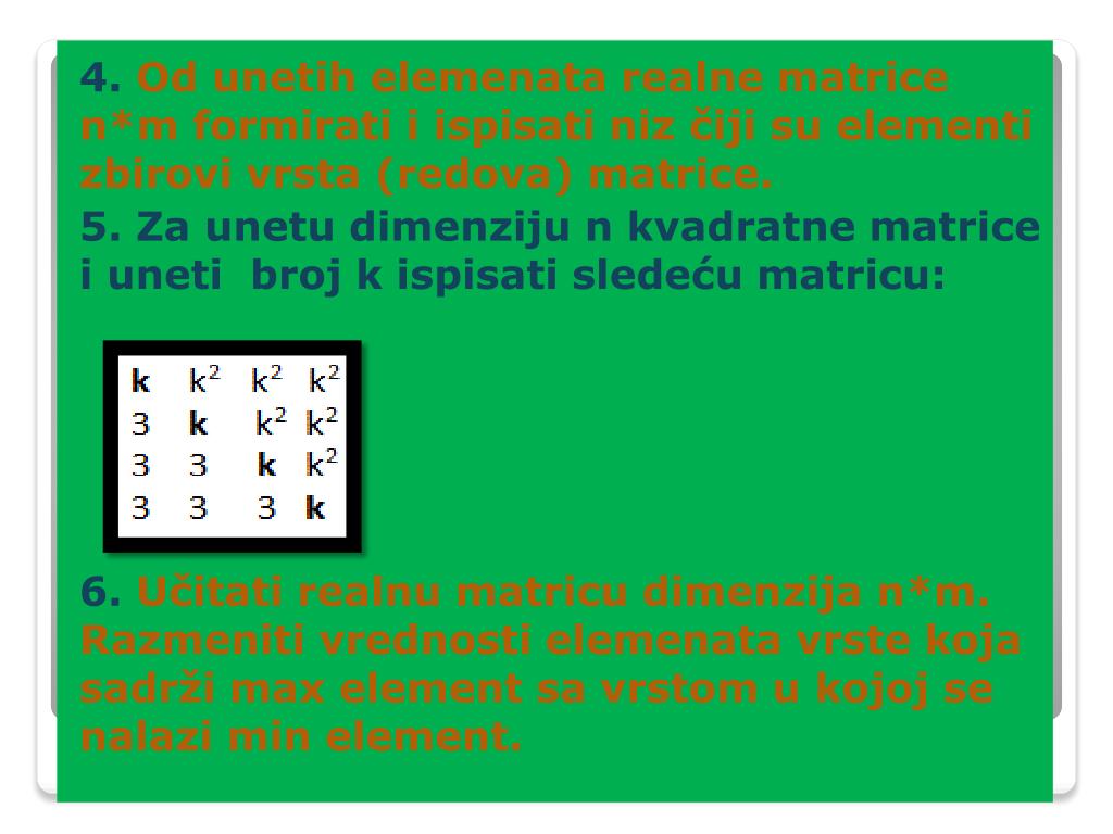 PPT - Dvodimenzionalni nizovi - matrice PowerPoint Presentation, free ...