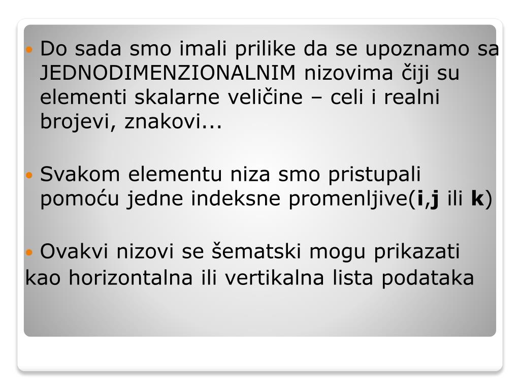 PPT - Dvodimenzionalni nizovi - matrice PowerPoint Presentation, free ...