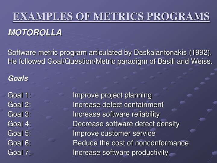 PPT - EXAMPLES OF METRICS PROGRAMS PowerPoint Presentation, free ...